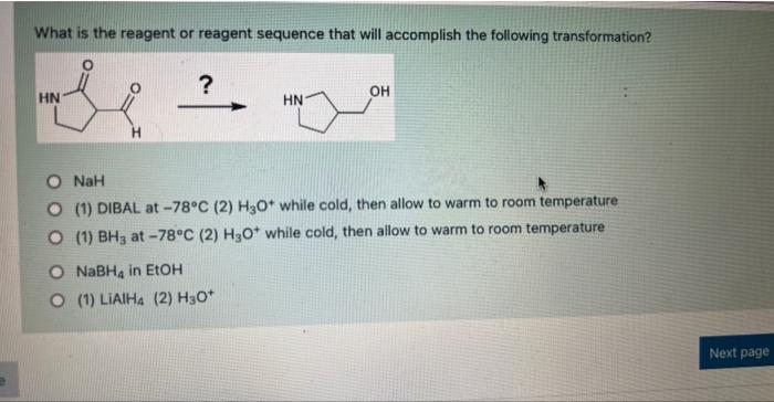 Solved What is the reagent or reagent sequence that will | Chegg.com