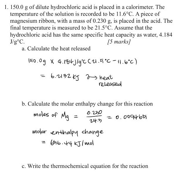 Solved 1. 150.0 g of dilute hydrochloric acid is placed in a | Chegg.com