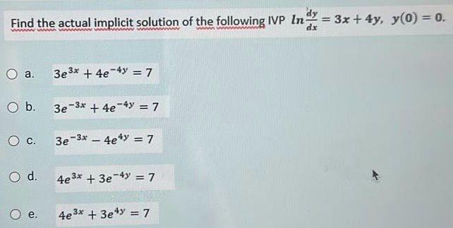 Solved Find the actual implicit solution of the following | Chegg.com