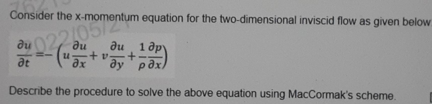 Solved Consider the x-momentum equation for the | Chegg.com