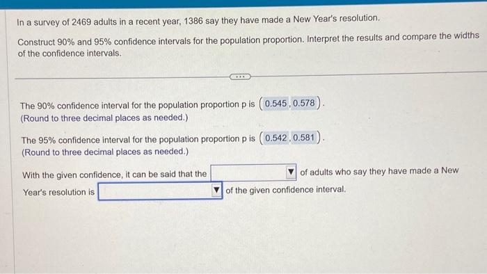 Solved In a survey of 2469 adults in a recent year, 1386 say | Chegg.com