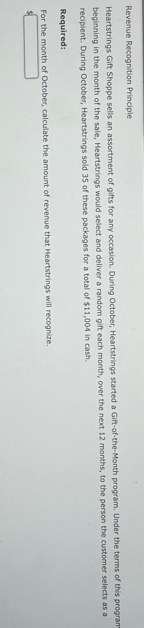 Solved Revenue Recognition PrincipleHeartstrings Gift Shoppe | Chegg.com