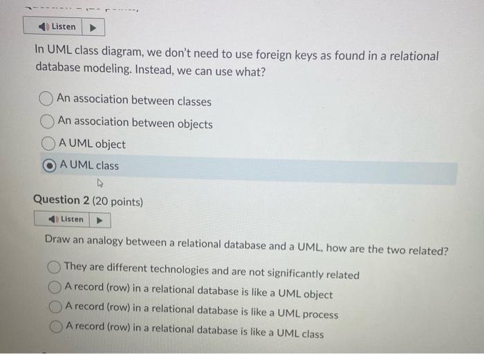 Solved In UML class diagram, we don't need to use foreign | Chegg.com