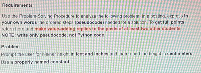 Solved Requirements Use the Problem-Solving Procedure to | Chegg.com