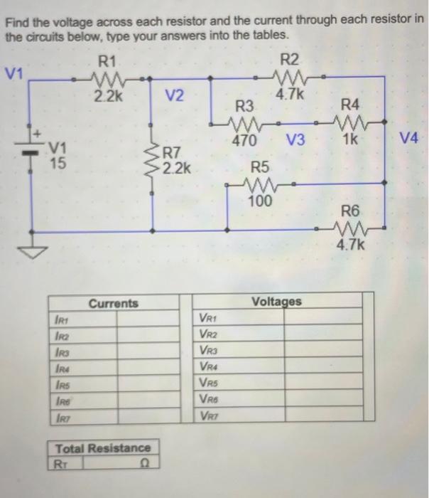 Solved Find the voltage across each resistor and the current | Chegg.com