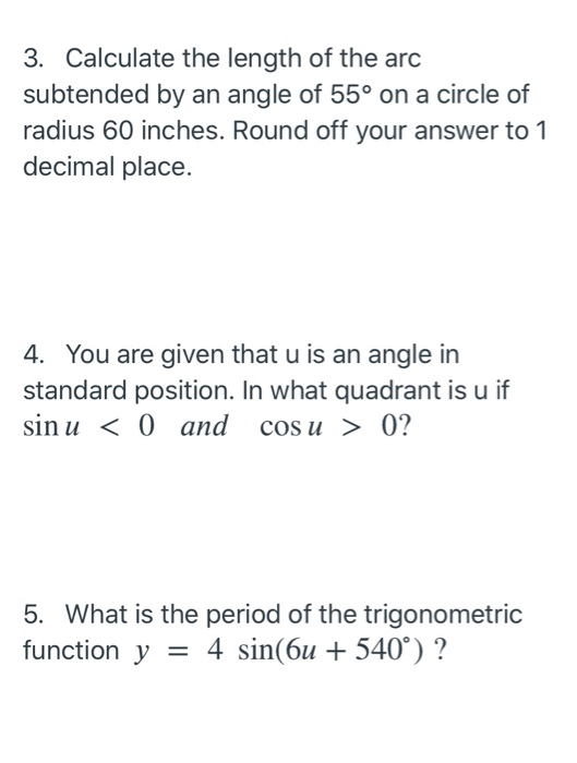 Solved 3. Calculate the length of the arc subtended by an | Chegg.com