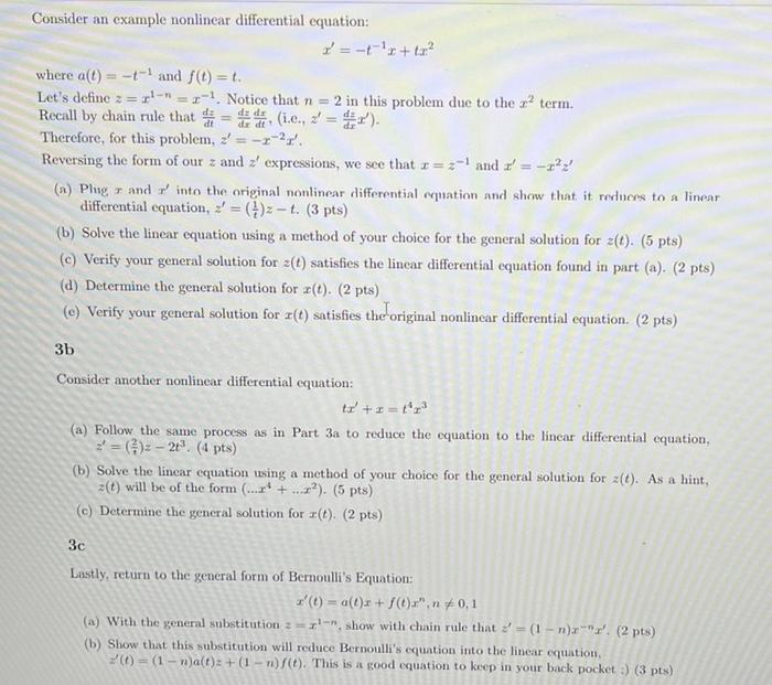 Solved Consider an example nonlinear differential equation: | Chegg.com