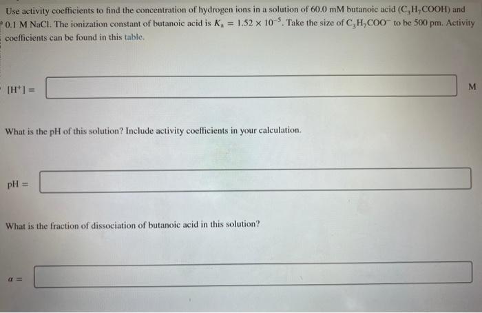 Use activity coefficients to find the concentration | Chegg.com