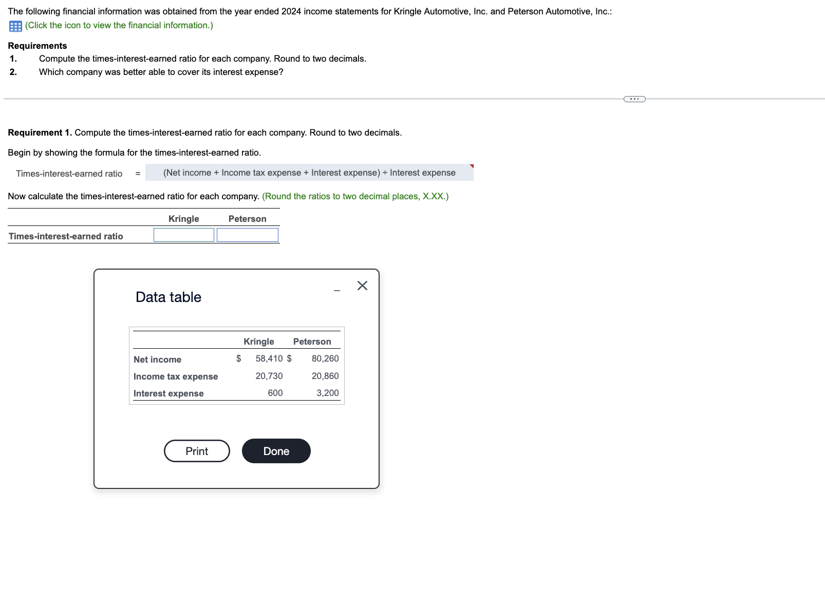 Solved 2 ﻿parts to this The following financial information | Chegg.com