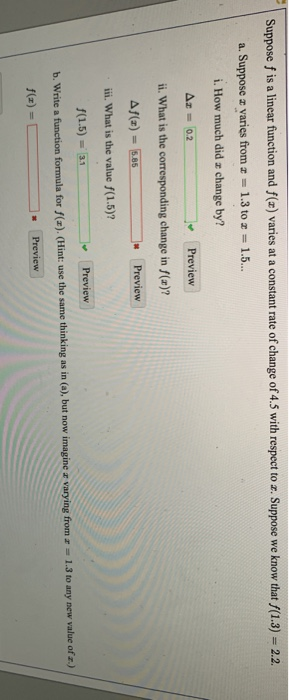 Solved Supposef Is A Linear Function And F X Varies At A