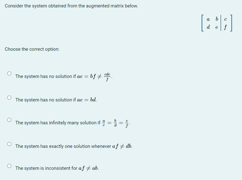 Solved Consider the system obtained from the augmented | Chegg.com