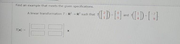 Solved Find an example that meets the given specifications. | Chegg.com