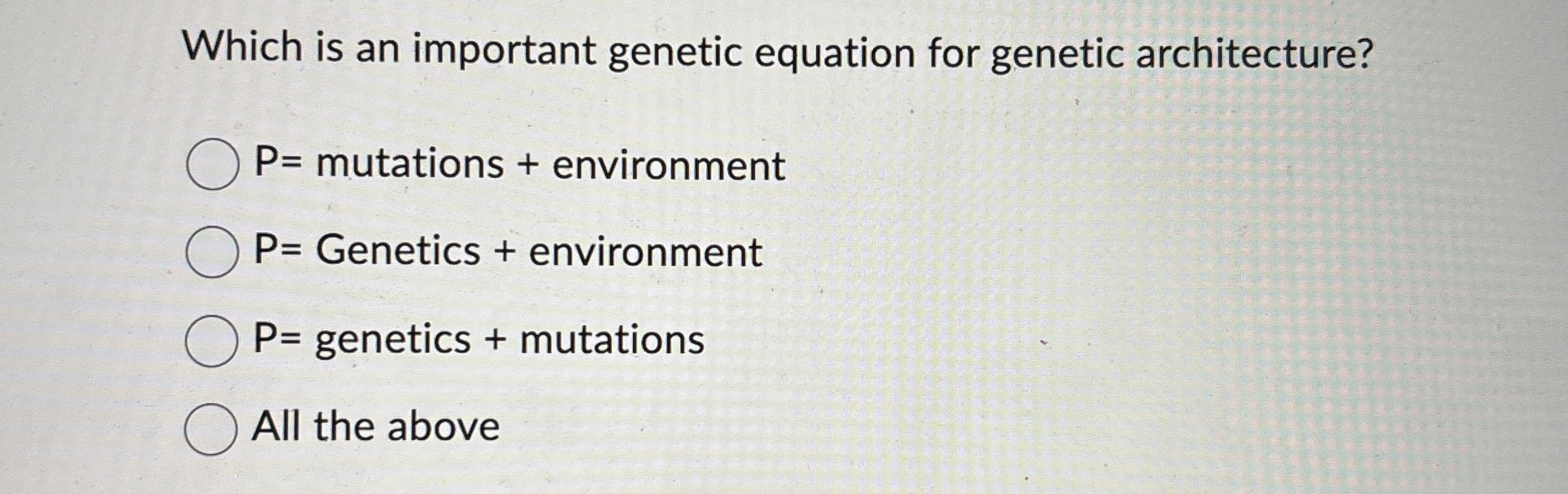 Solved Which is an important genetic equation for genetic | Chegg.com