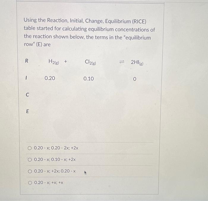 Solved Using the Reaction, Initial, Change, Equilibrium | Chegg.com