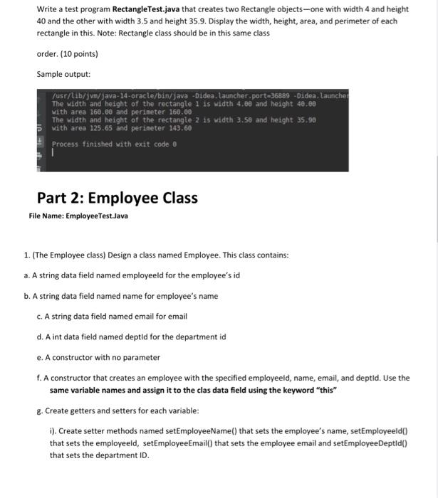 Solved Assignment 8 PRACTICE WITH OBJECTS Part 1: Rectangle | Chegg.com