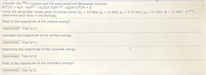 Solved Consider the \\( { }^{68} \\mathrm{Zn} \\) nucleus | Chegg.com