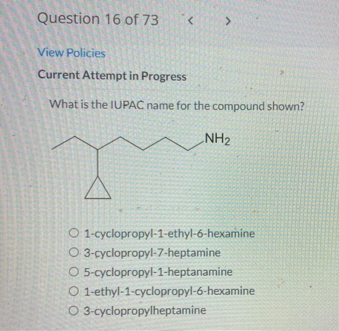 Solved Question 16 of 73 > View Policies Current Attempt in | Chegg.com