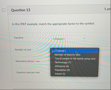 Solved Question 131 ﻿ptsIn this IPAT example, match the | Chegg.com
