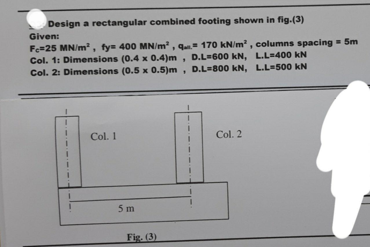Design a rectangular combined footing shown in | Chegg.com