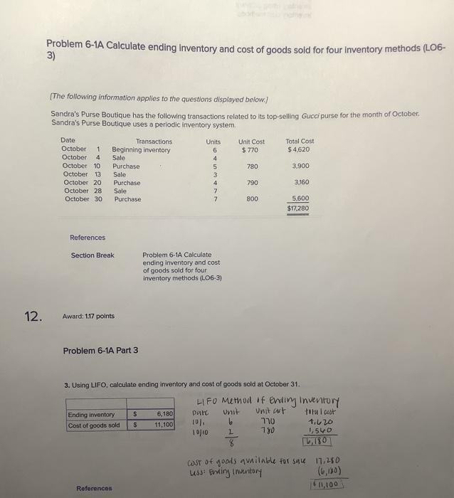 Solved All the anwsers are correct, but why is the FIFO | Chegg.com