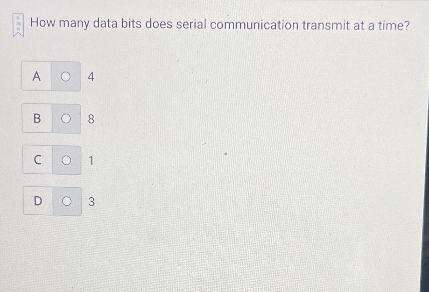Solved How many data bits does serial communication transmit | Chegg.com