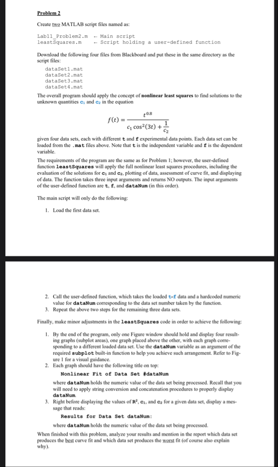 Solved Problem 2create Two Matlab Script Files Named 0182