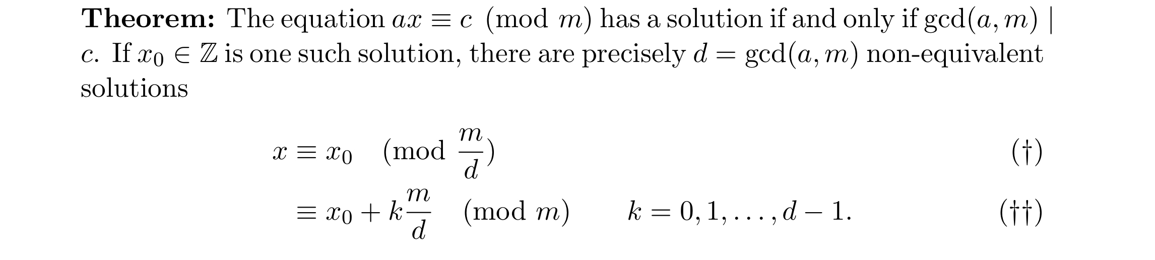 Solved Theorem: The equation ax-=c(modm) ﻿has a solution if | Chegg.com