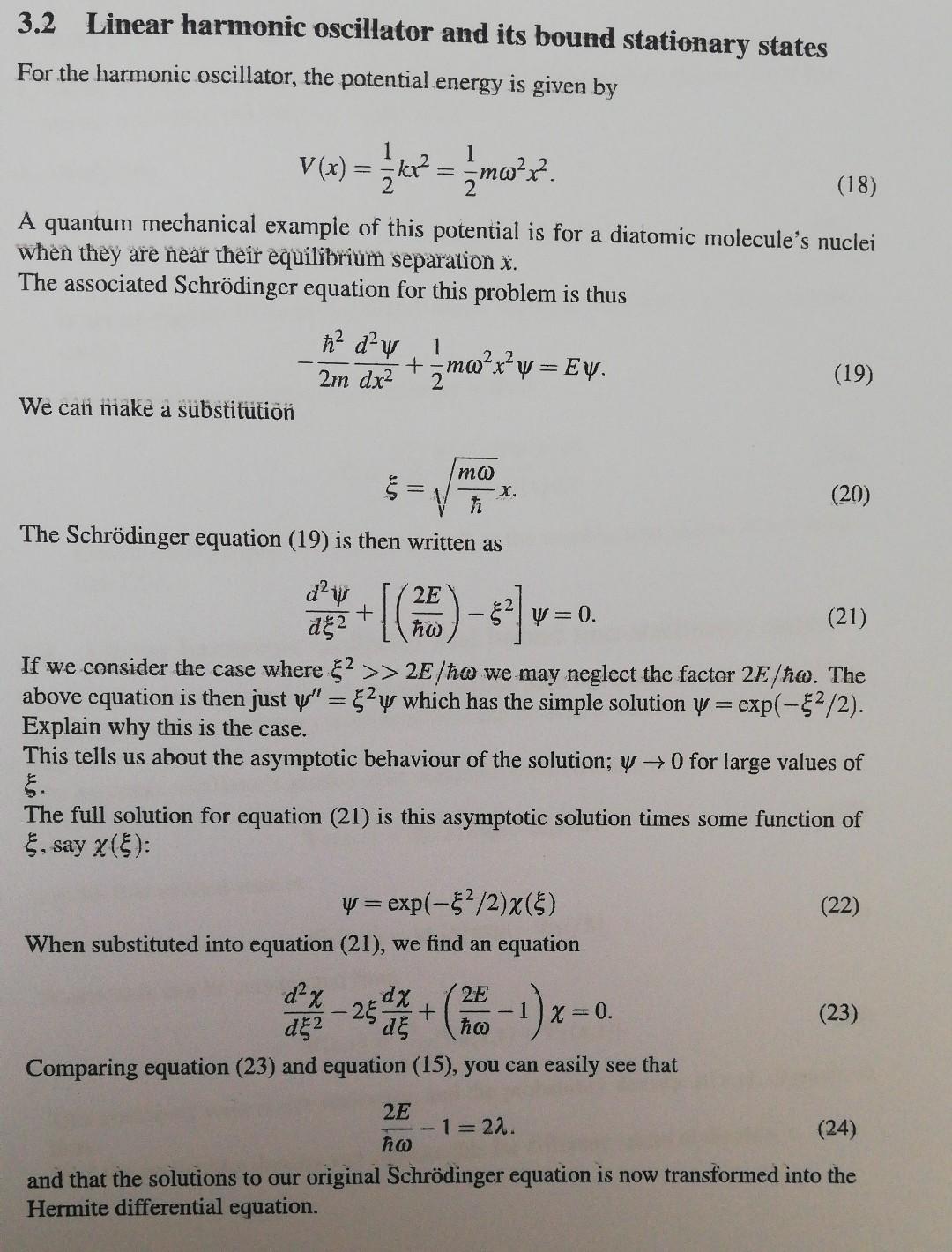 Solved 3.2 Linear harmonic oscillator and its bound | Chegg.com