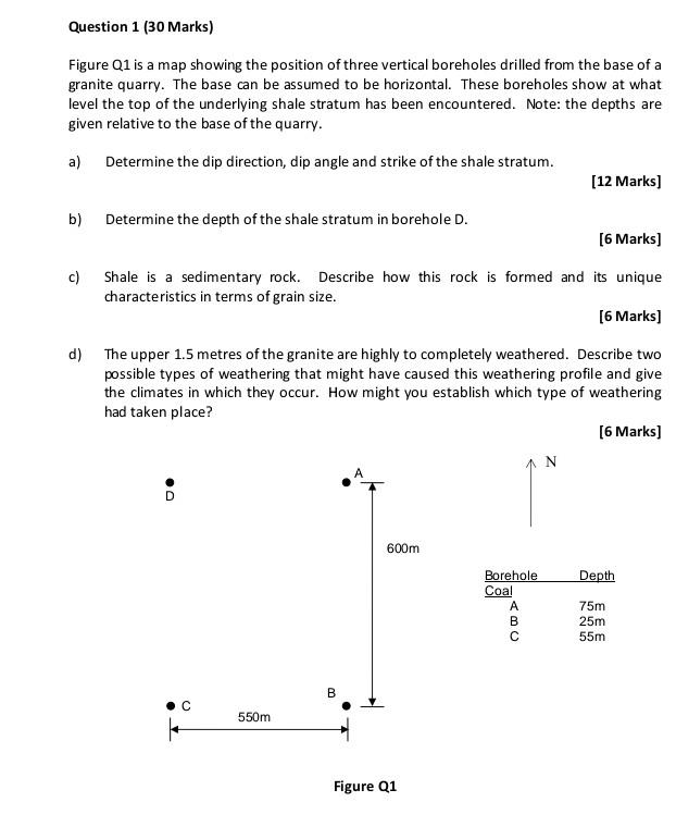 Question 1 (30 Marks) Figure Q1 is a map showing the | Chegg.com