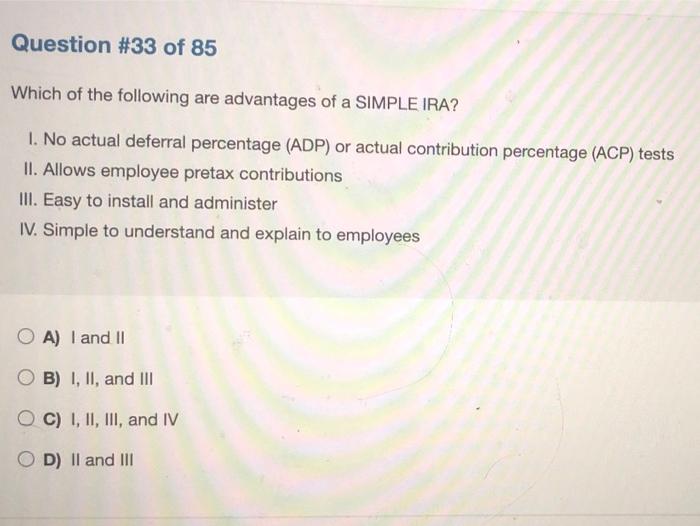 Solved Question #33 of 85 Which of the following are | Chegg.com