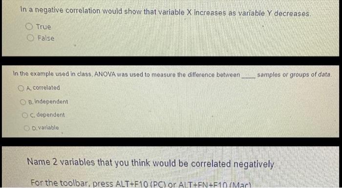 Solved In a negative correlation would show that variable X | Chegg.com