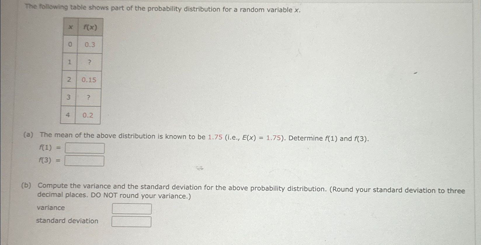 Solved The following table shows part of the probability | Chegg.com