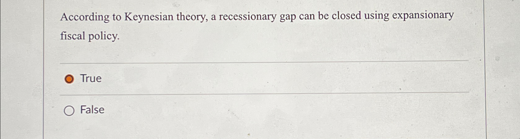 Solved According to Keynesian theory, a recessionary gap can | Chegg.com