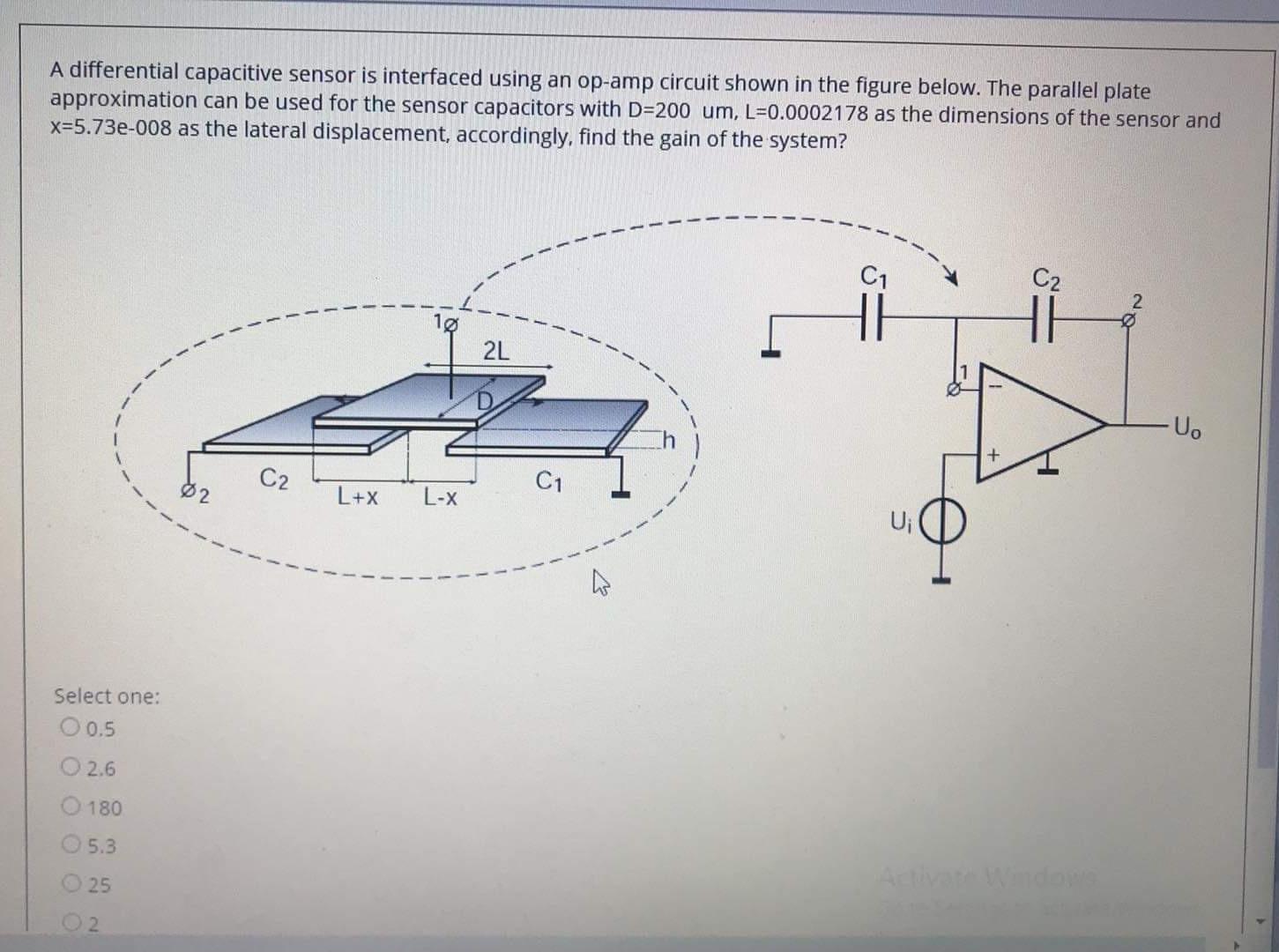 Solved A differential capacitive sensor is interfaced using | Chegg.com