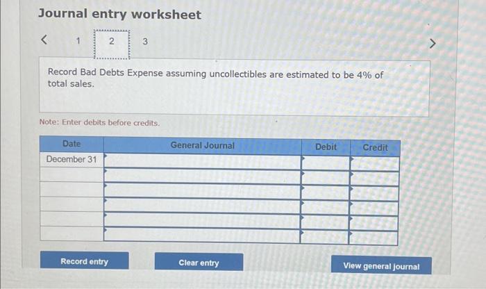Solved Journal entry worksheet Record Bad Debts Expense | Chegg.com