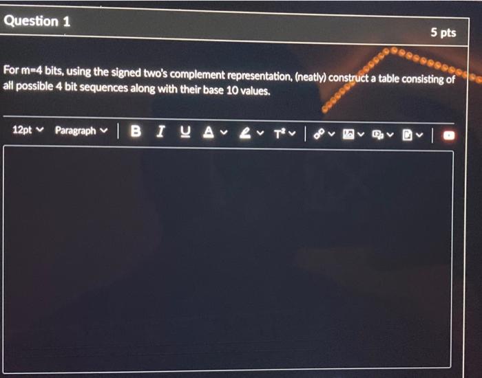 Solved For m=4 bits, using the signed two's complement | Chegg.com