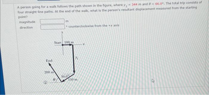 Solved A person going for a walk follows the path shown in | Chegg.com