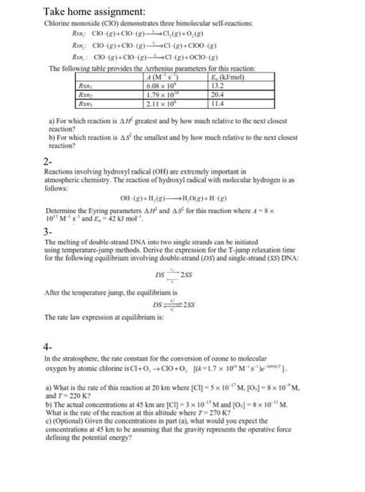 Solved Take home assignment: Chlorine monoxide (ClO) | Chegg.com