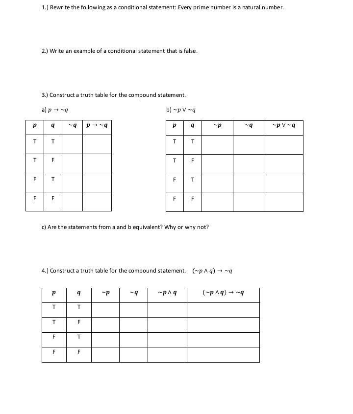 Solved 1.) ﻿Rewrite the following as a conditional | Chegg.com