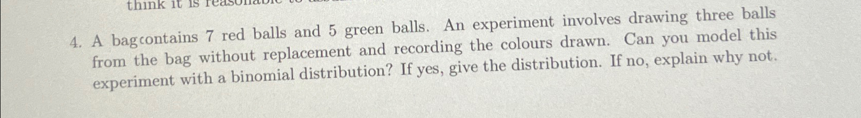 Solved A bag contains 7 ﻿red balls and 5 ﻿green balls. An | Chegg.com