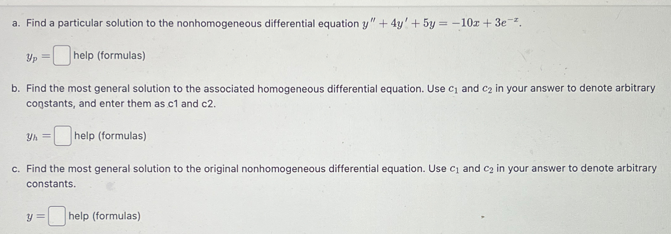 Solved a. ﻿Find a particular solution to the nonhomogeneous | Chegg.com