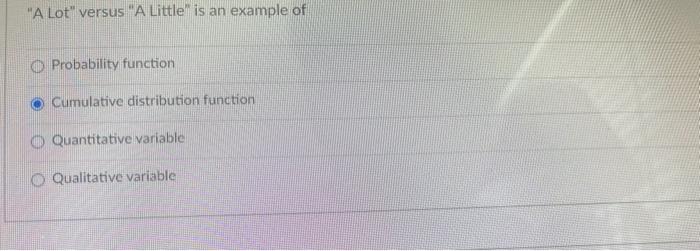 Solved "A Lot" versus "A Little" is an example of | Chegg.com
