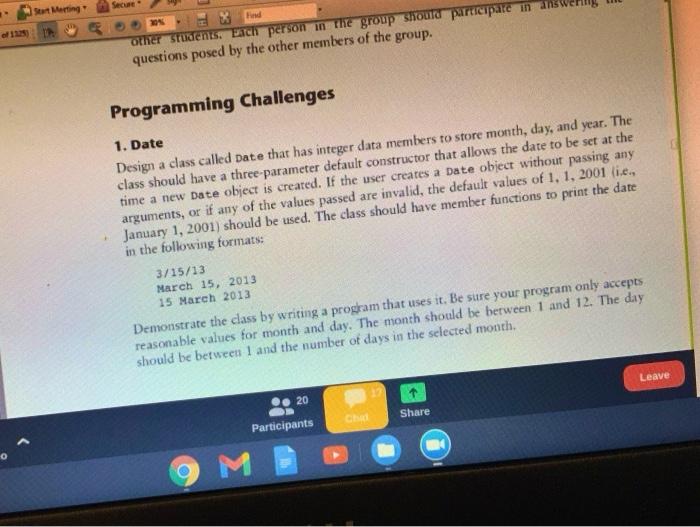 Solved other students. Each person in the group should | Chegg.com