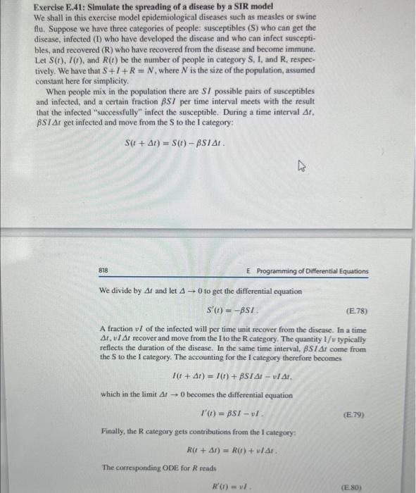 Solved Exercise E.41: Simulate the spreading of a disease by | Chegg.com