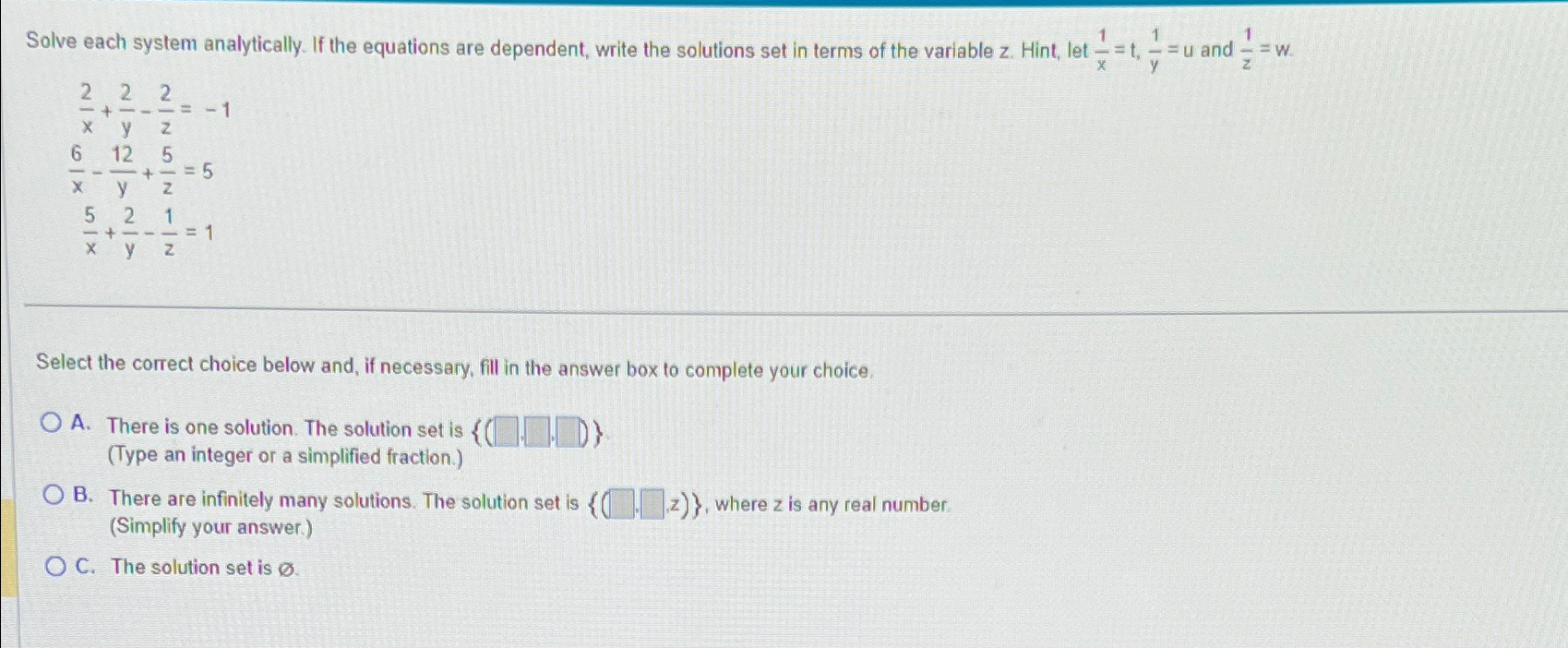 Solved Solve each system analytically. If the equations are | Chegg.com