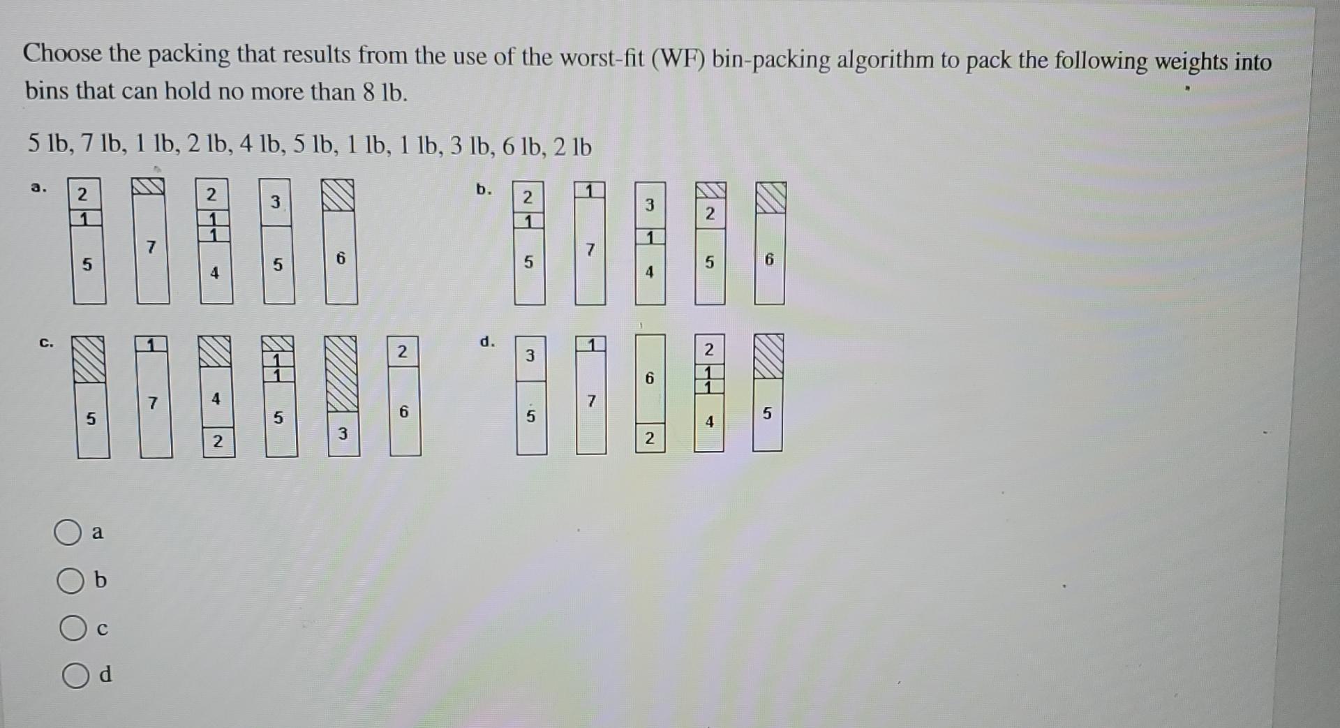 Solved Choose the packing that results from the use of the | Chegg.com