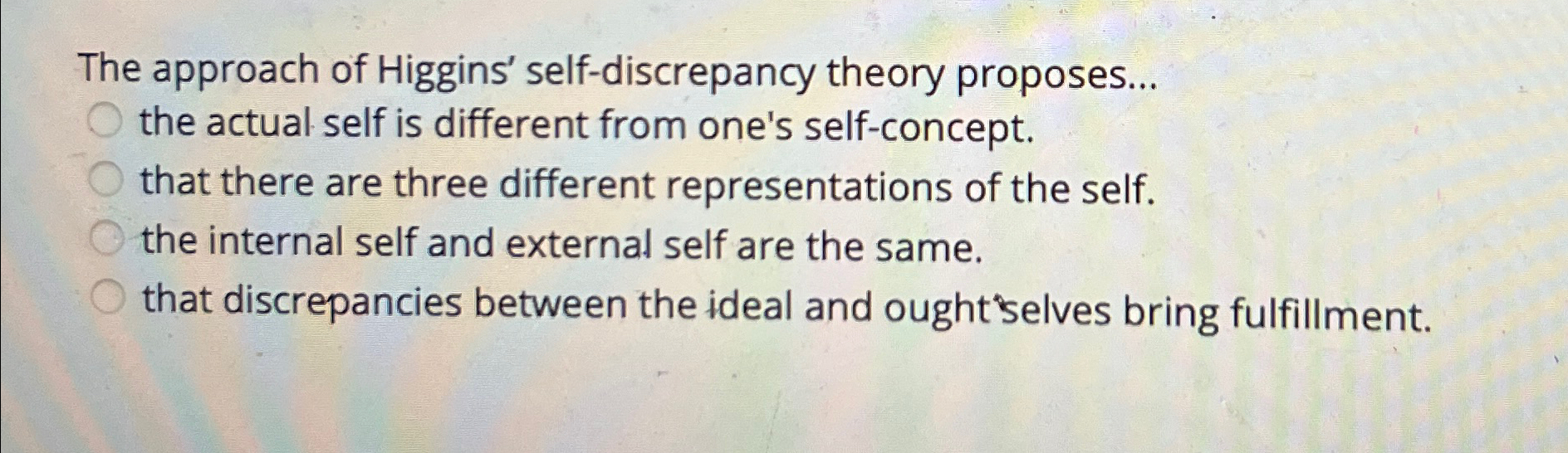 Solved The approach of Higgins' self-discrepancy theory | Chegg.com