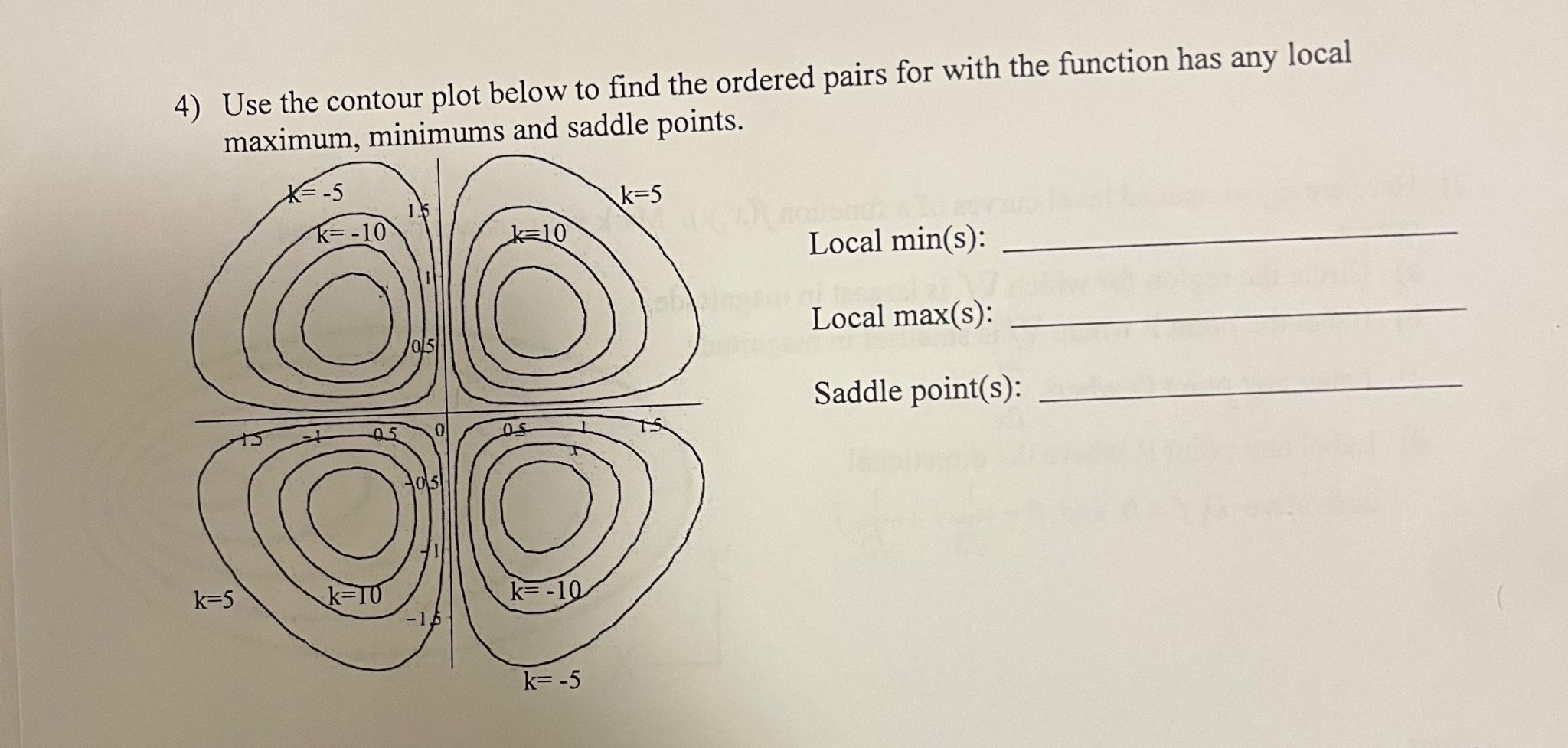 Solved Use the contour plot below to find the ordered pairs | Chegg.com
