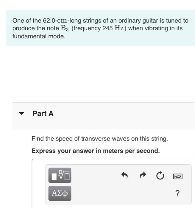 Solved One of the 62.0-cm-long strings of an ordinary guitar | Chegg.com