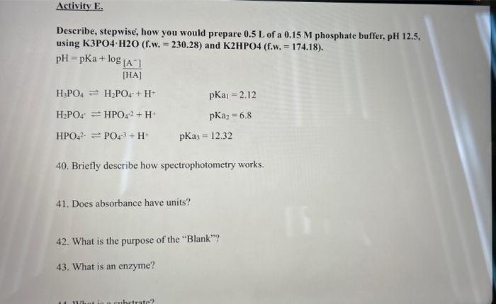 Solved Describe, stepwise, how you would prepare 0.5 L of a | Chegg.com